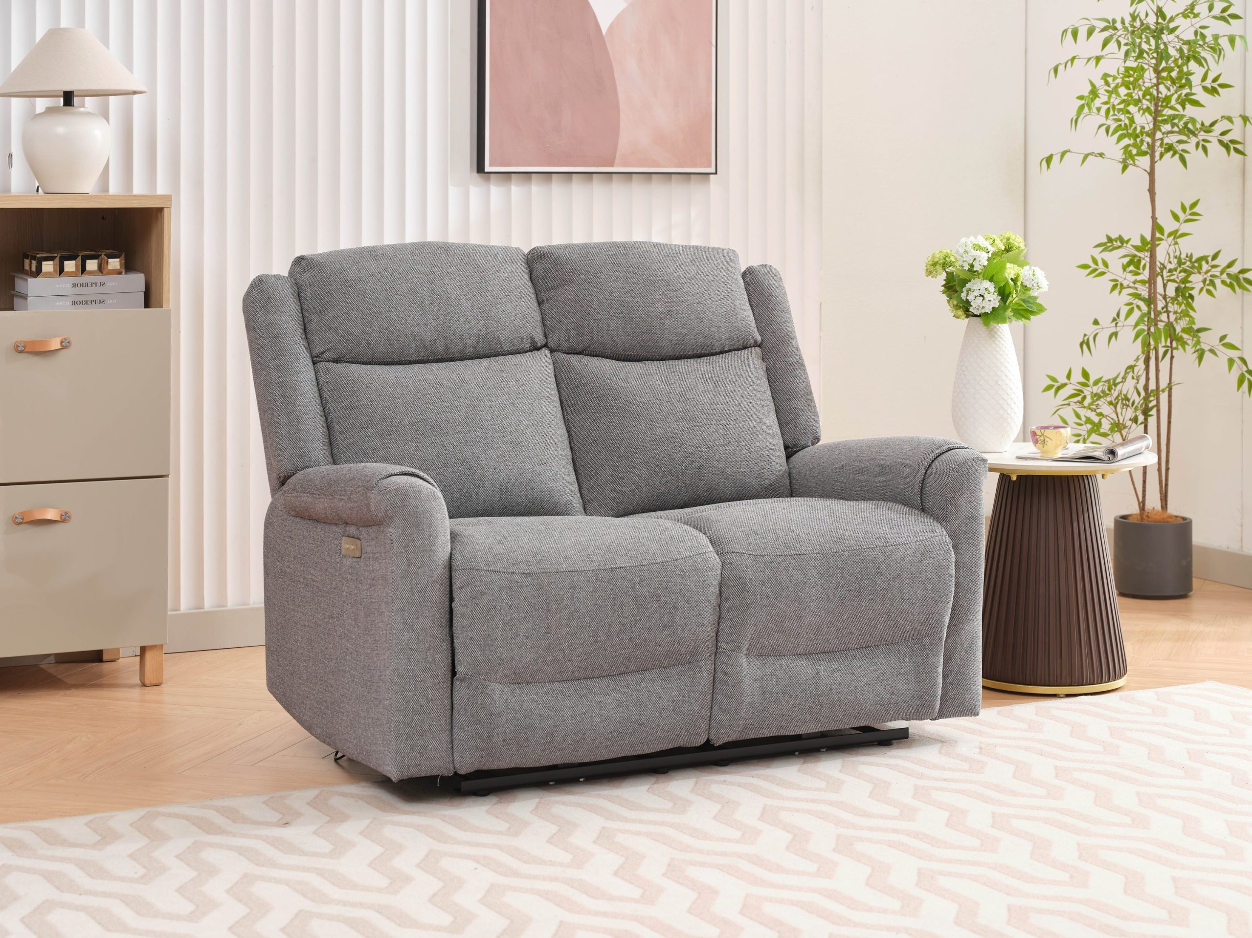 Lexus 2 Seater Electric Reclining Fabric Sofa - Grey - Aspire Home ...