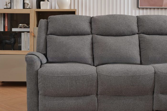 Lexus 3 Seater Electric Reclining Fabric Sofa - Grey - Aspire Home ...