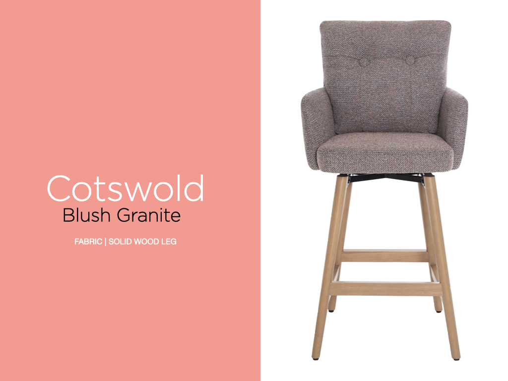 Cotswold Fabric Counter Stool Blush Granite - Aspire Home Furnitures