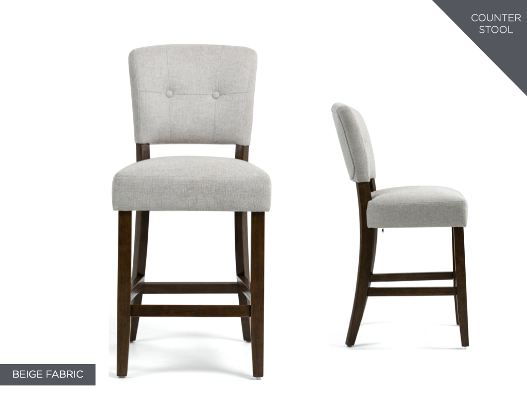Oakridge Counter Stool - Beige Fabric Dark Oak - Aspire Home Furnitures